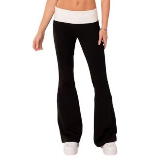 Women's Contrast Fold Over Flared Leggings - Macy's