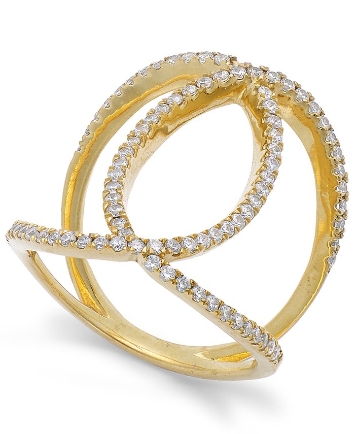 Macy's Diamond Interlocking Ring in 14k Gold (1/2 ct. t.w.) - Macy's