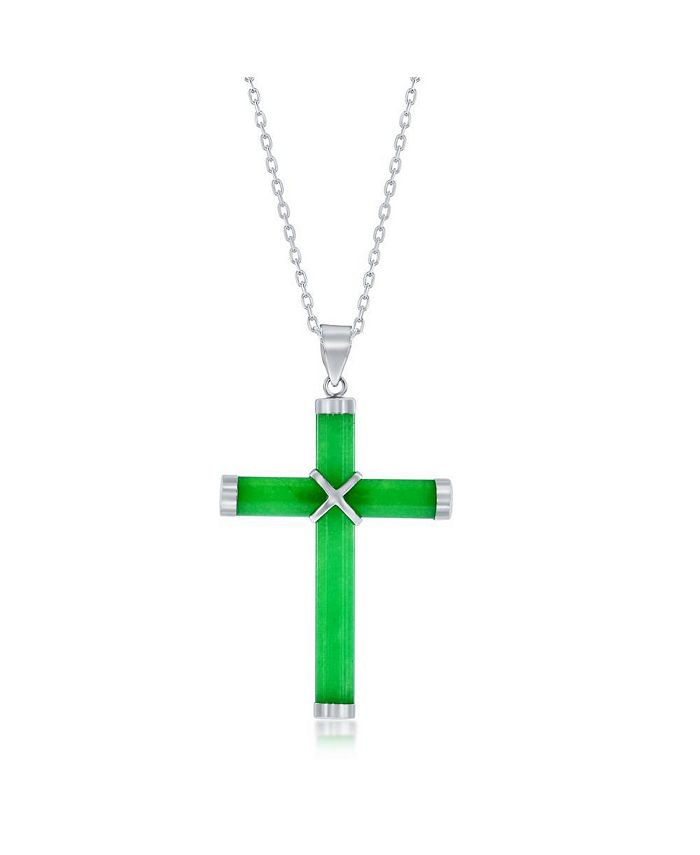Caribbean Treasures Sterling Silver Jade Cross Necklace - Macy's
