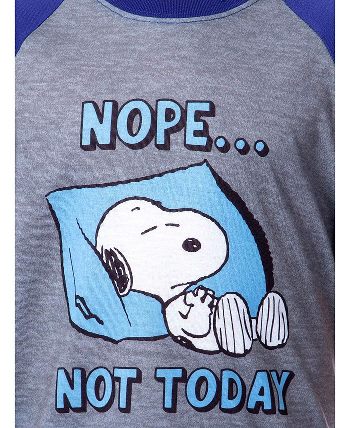 Peanuts Boys Snoopy Nope Not Today Sleep Pajama Set Short Crewneck - Macy's
