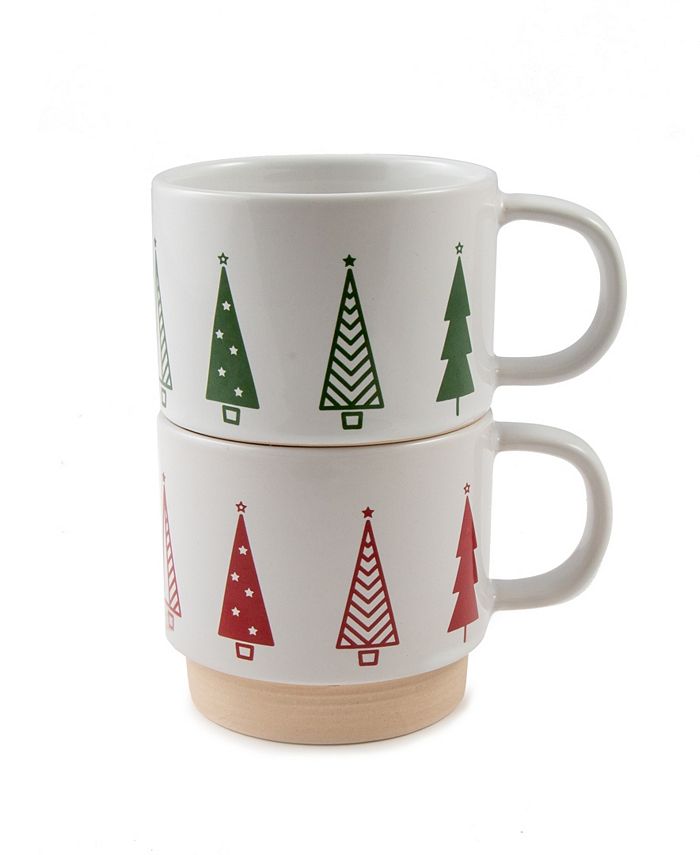 Thirstystone Stackable Mugs with Christmas Trees, Set of 2 - Macy's