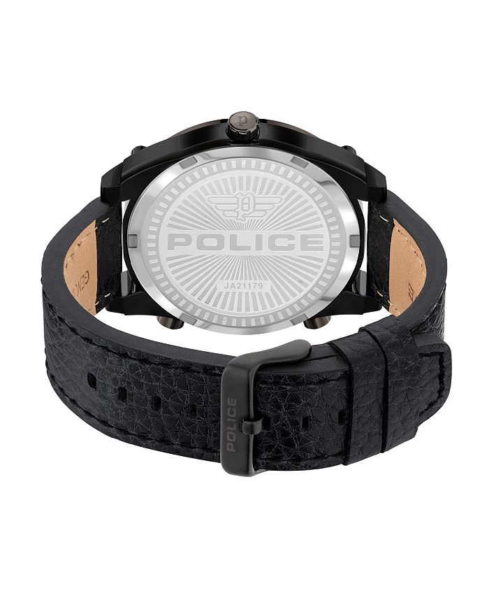 Police Men's Ferndale Black Leather Strap Watch, 51mm - Macy's