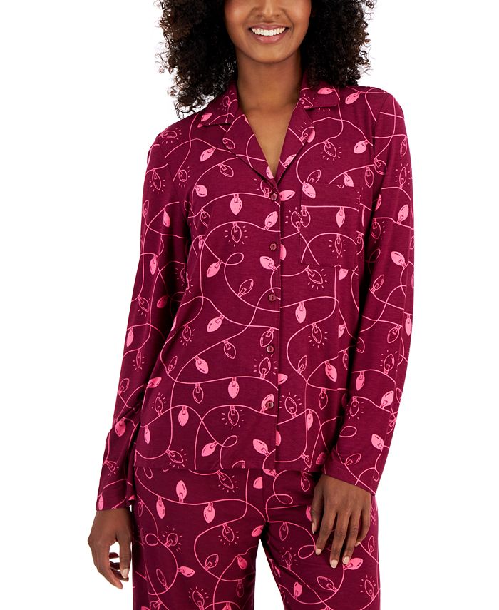 Jenni Women's Supersoft Notched-Collar Pajamas Set, Created for Macy's ...