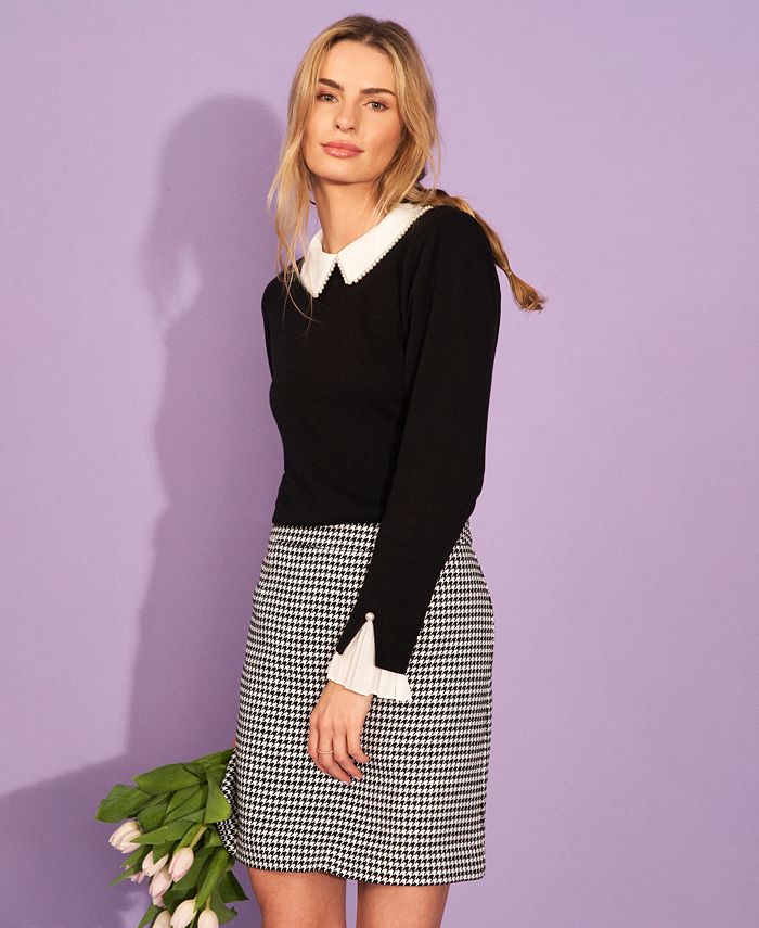 CeCe Women's Peter-Pan Collar Pullover Long Sleeve Sweater - Macy's