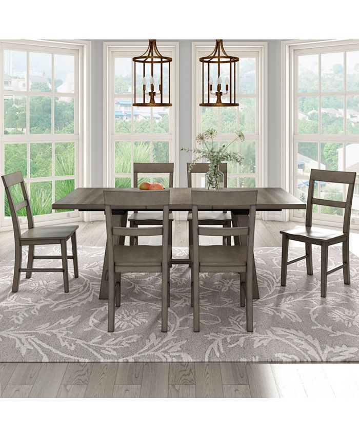 Simplie Fun Retro Industrial Style 7-Piece Dining Table Set Extendable ...