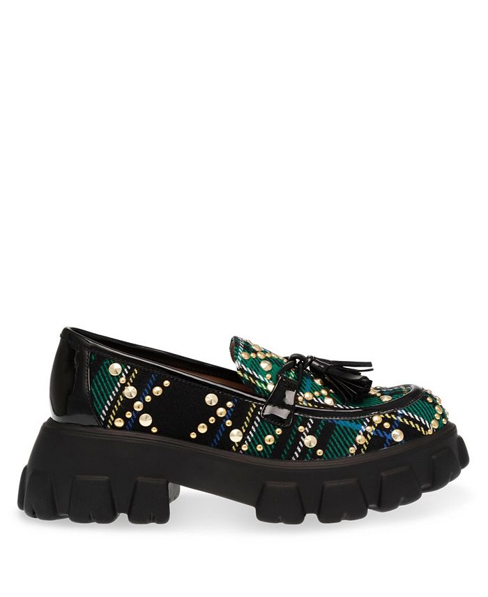 Betsey Johnson Women's Aleah Plaid Loafer with Studs - Macy's
