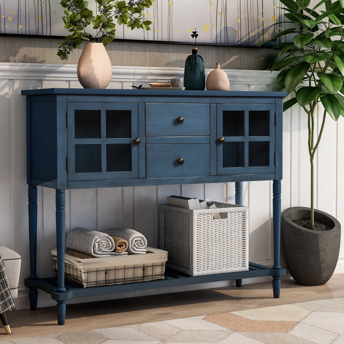 Click here for Streamdale Farmhouse Wood Glass Sideboard Buffet C... prices