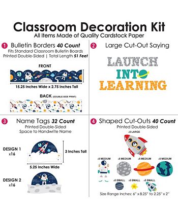 Big Dot of Happiness Outer Space Galaxy School Bulletin Board Set ...