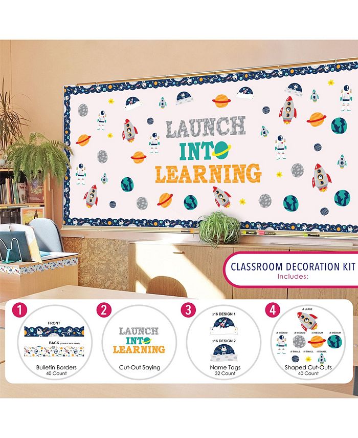 Big Dot of Happiness Outer Space Galaxy School Bulletin Board Set ...