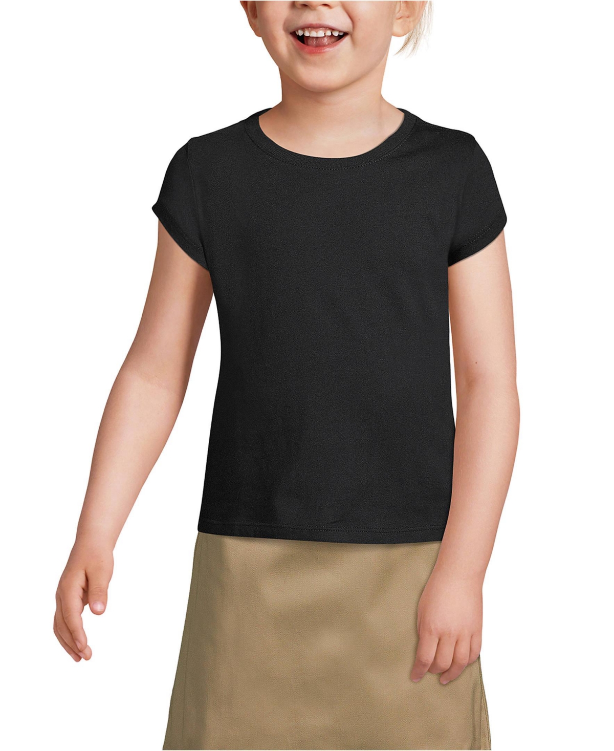 Click here for Lands End Girls Short Sleeve Essential Tee - Black prices