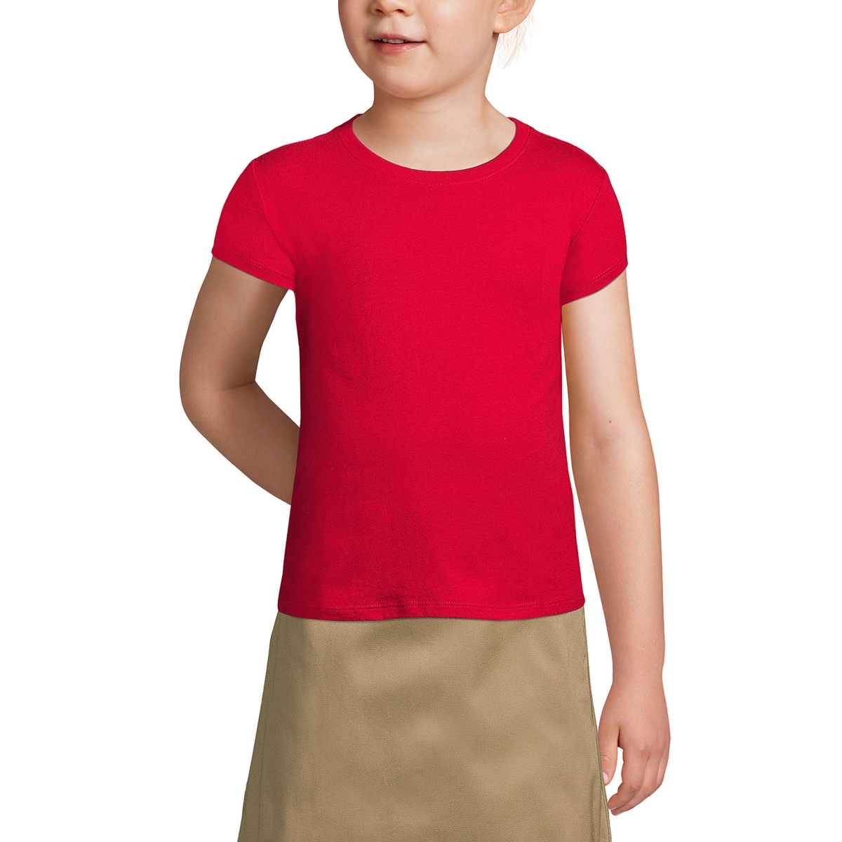Click here for Lands End Girls Short Sleeve Essential Tee - Red prices
