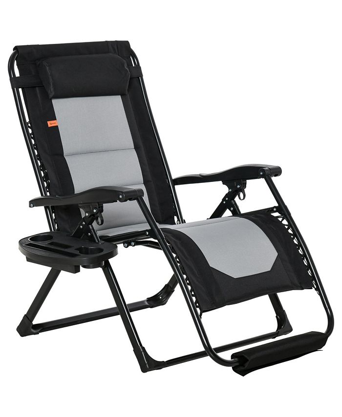 Outsunny Padded Zero Gravity Lounge Chair, Folding Recliner, Outdoor ...