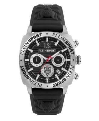 Plein Sport Men's Wildcat Black Silicone Strap Watch 40mm - Macy's