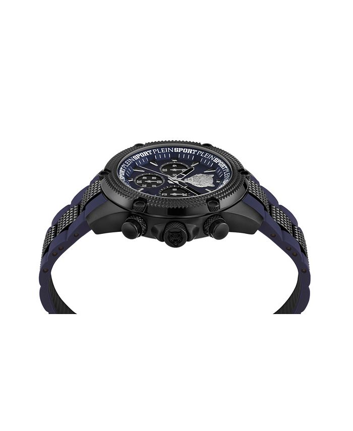 Plein Sport Men's Hurricane Blue Silicone Strap Watch 44mm - Macy's