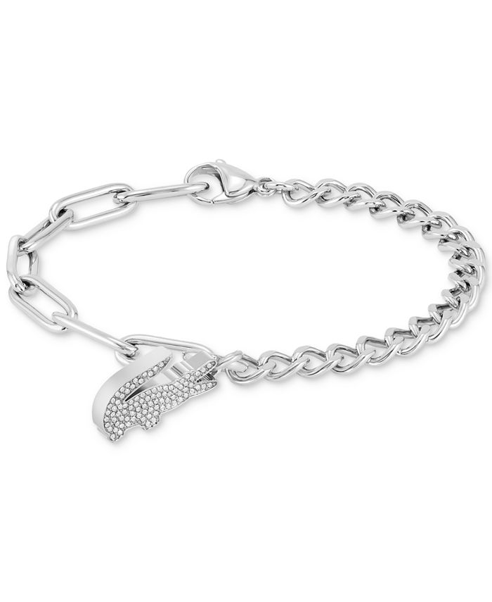 Lacoste Stainless Steel Crocodile Chain Bracelet - Macy's