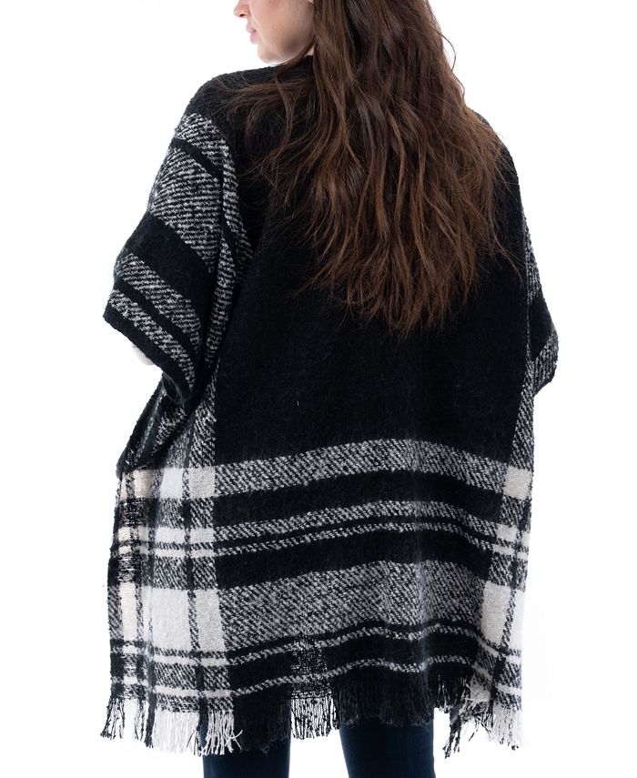 Style & Co Women's Plaid Fringe-Trim Topper, Created for Macy's - Macy's