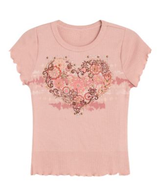 Beautees Big Girls Short Sleeve, Crew Neck Waffle with Glitter Screen ...