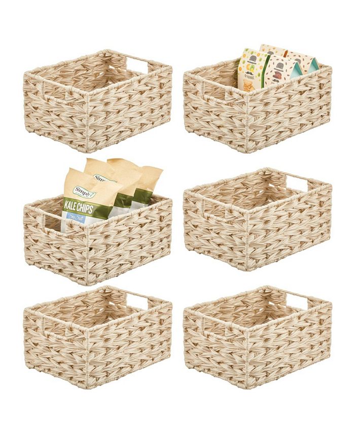 mDesign Woven Farmhouse Kitchen Pantry Storage Basket Box, Small - 6 ...