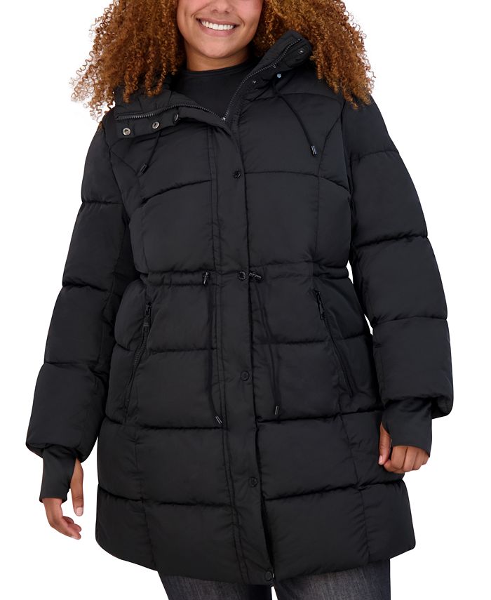 Steve Madden Juniors' Trendy Plus Size Hooded Anorak Puffer Coat - Macy's