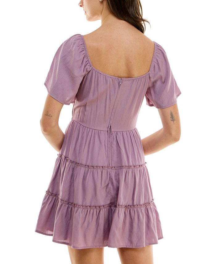 Trixxi Juniors' Emma Puff-Sleeve Fit & Flare Dress - Macy's