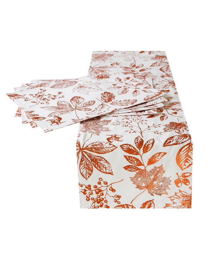 Benson Mills Gilded Leaves Metallic Foil Print Table Runner 13 X 72 ...