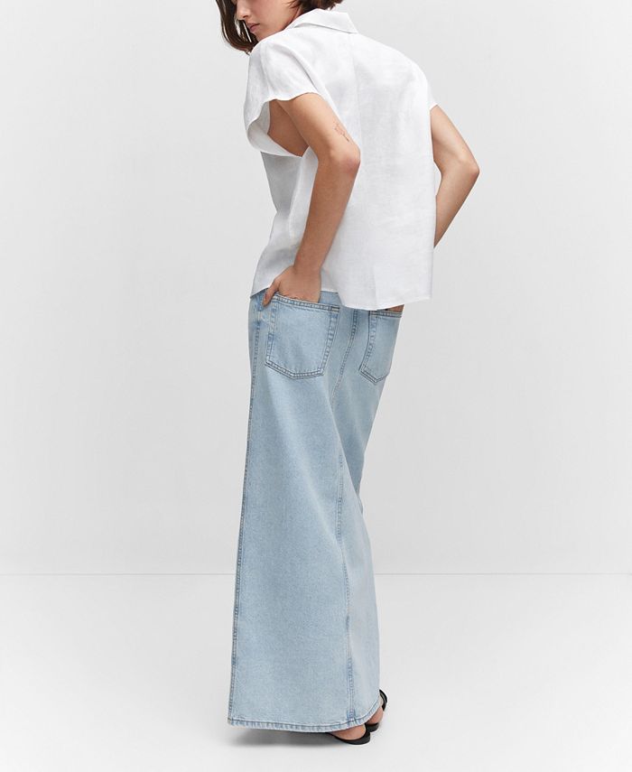 MANGO Women's Short Sleeve Linen-Blend Shirt - Macy's