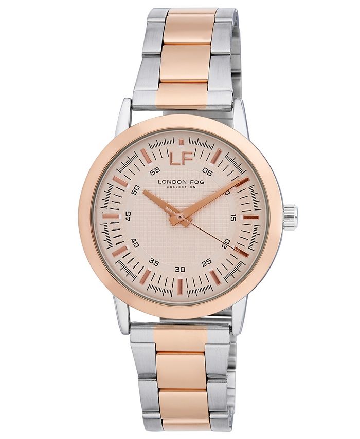 London Fog Women's Quartz Inverness Two-Tone Rose Gold-Tone Alloy Watch ...