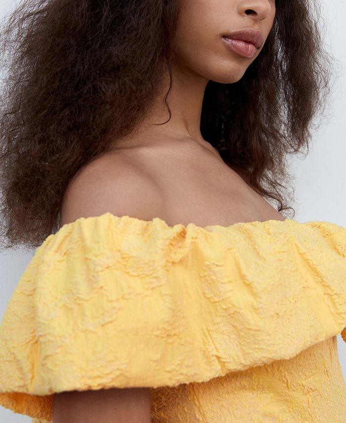 MANGO Women's Textured Ruffled Dress - Macy's