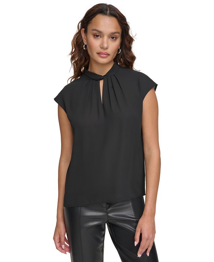 Calvin Klein Women's Twisted-Neck Keyhole-Detail Top - Macy's