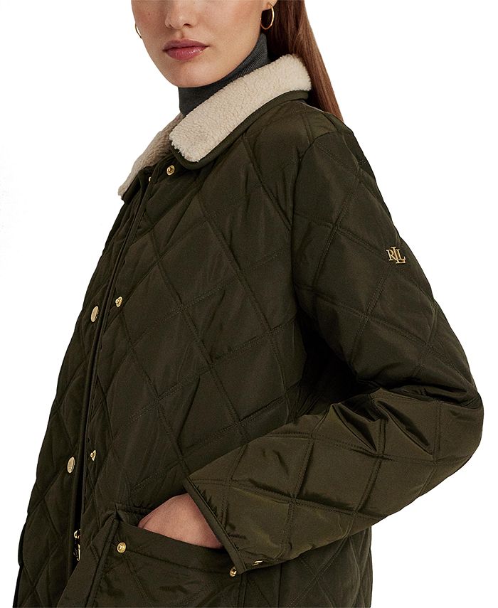Lauren Ralph Lauren Women's Faux-Fur-Collar Quilted Coat - Macy's