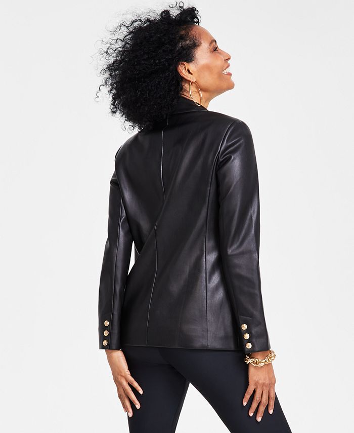 I.N.C. International Concepts Women's Faux-Leather Double-Breasted ...