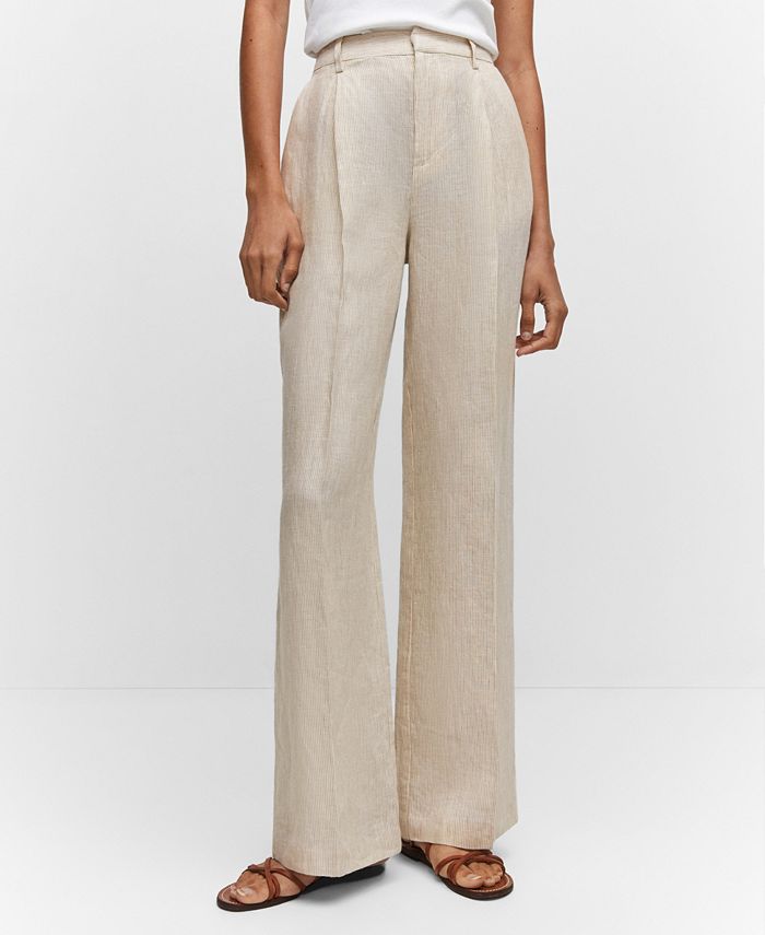 MANGO Women's Straight Linen-Blend Trousers - Macy's