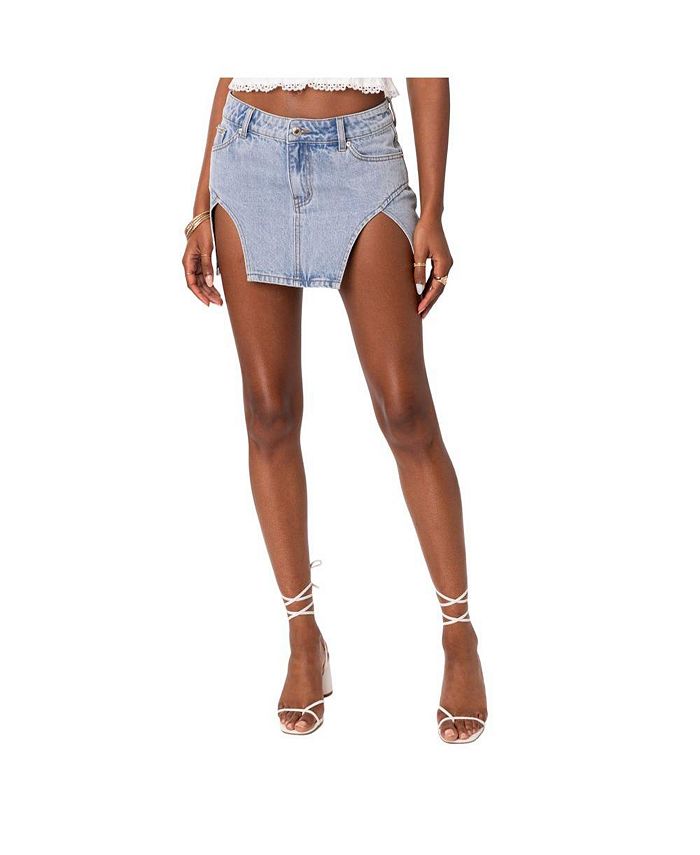 Edikted Women's Slits 4 Days Denim Mini Skirt - Macy's