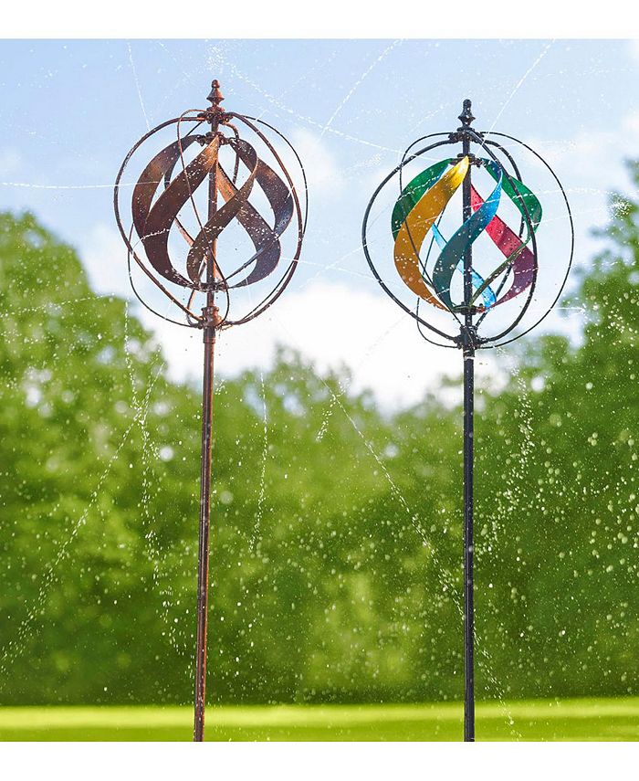 Evergreen 89-inch Multi-Colored Outdoor Safe Kinetic Hydro Spinner Lawn ...