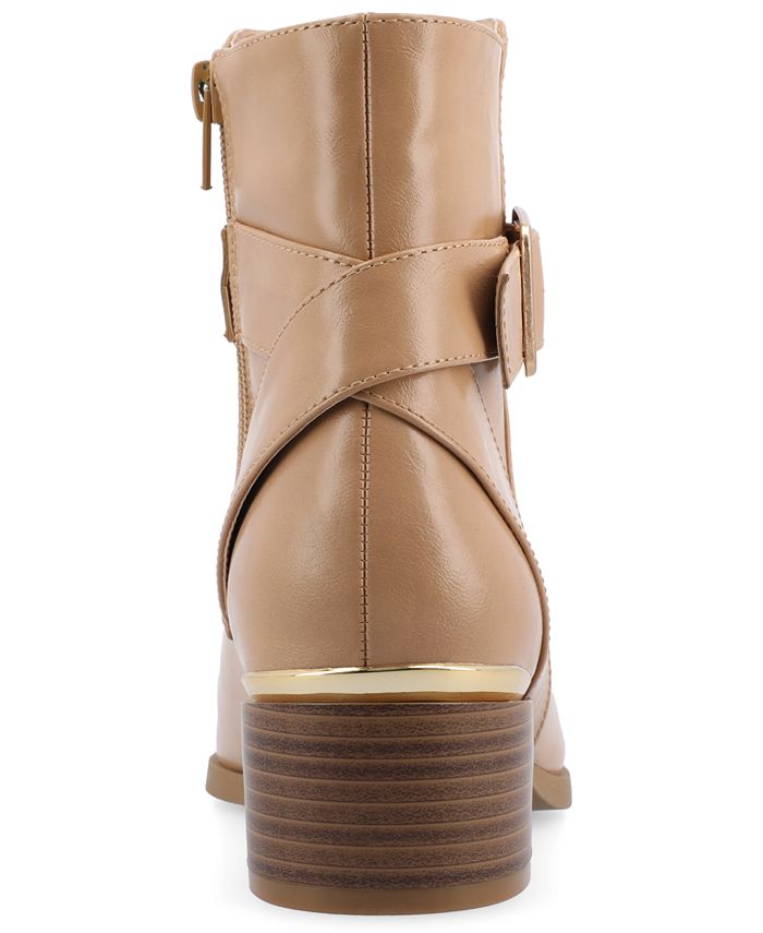 Journee Collection Women's Elley Buckle Strap Block Heel Booties - Macy's