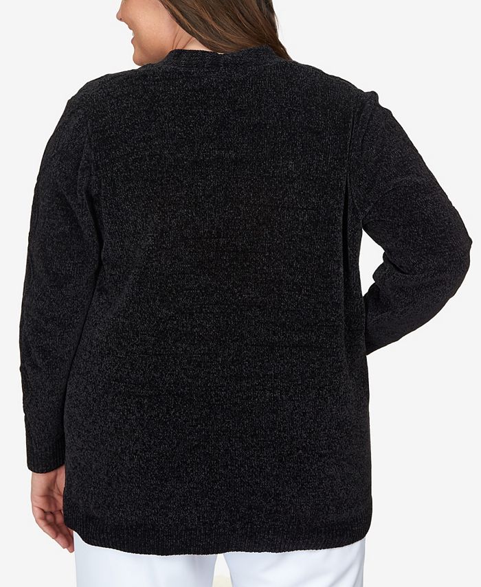 Alfred Dunner Plus Size Classics Chenille Long Open Cardigan Sweater ...
