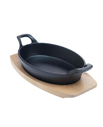 Basic Essentials 2 Piece Cast Iron Oval Sizzler Plate Set - Macy's