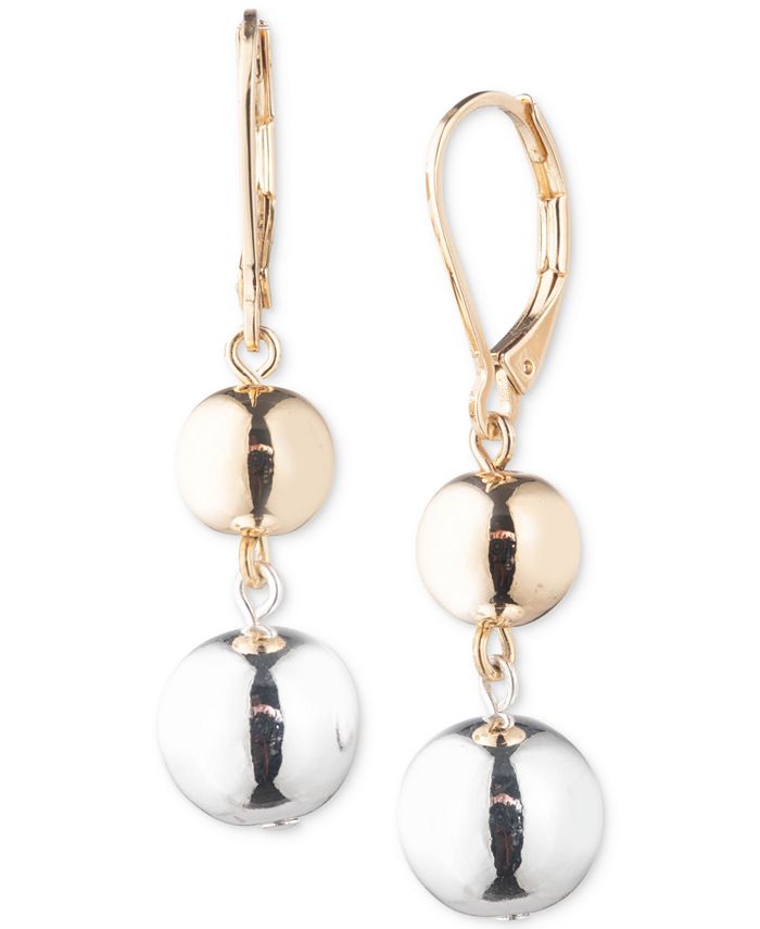 Lauren Ralph Lauren Two-Tone Bead Double Drop Earrings - Macy's