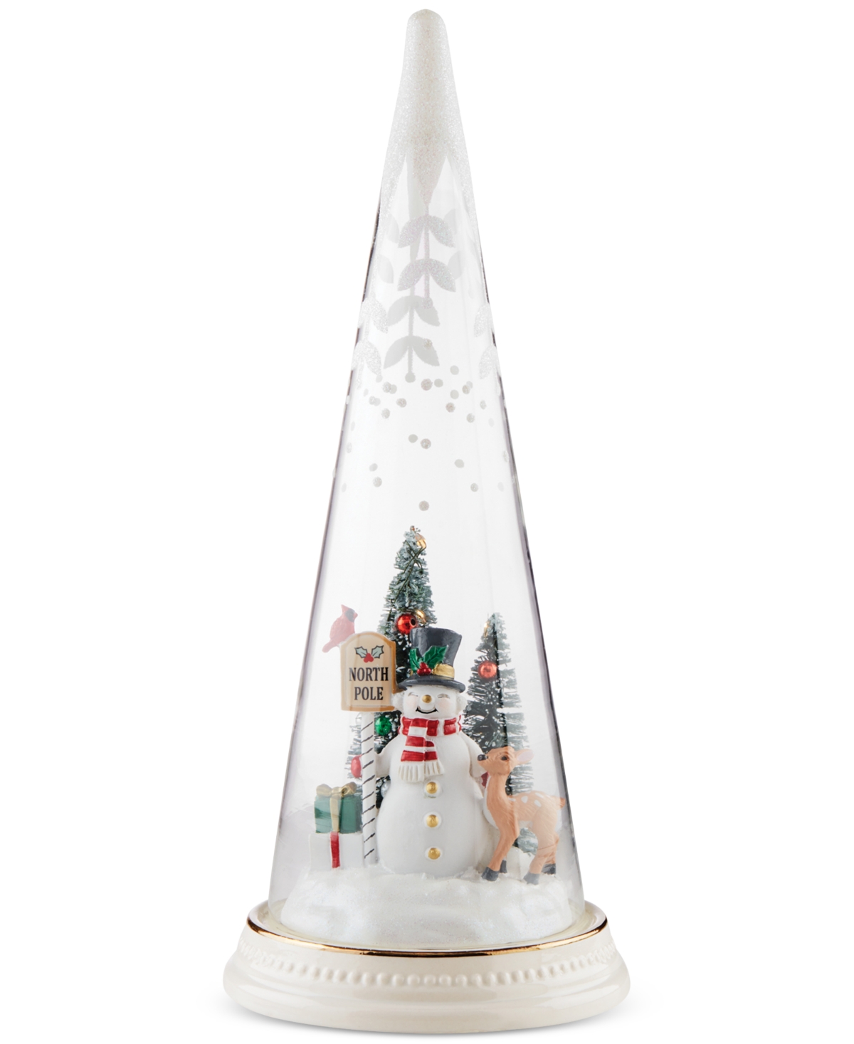 Click here for Lenox Lighted Christmas Cone With North Pole Snowm... prices