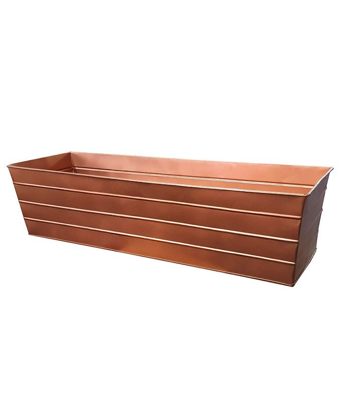 Simplie Fun Rectangular Metal Flower Planter Box with Embossed Line ...