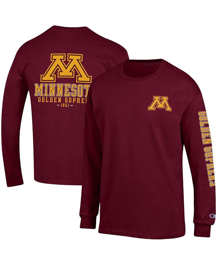 Champion Men's Maroon Minnesota Golden Gophers Team Stack Long Sleeve T ...