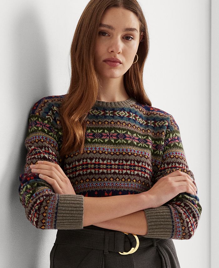 Lauren Ralph Lauren Women's Fair Isle Wool-Blend Sweater, Regular & Petite - Macy's
