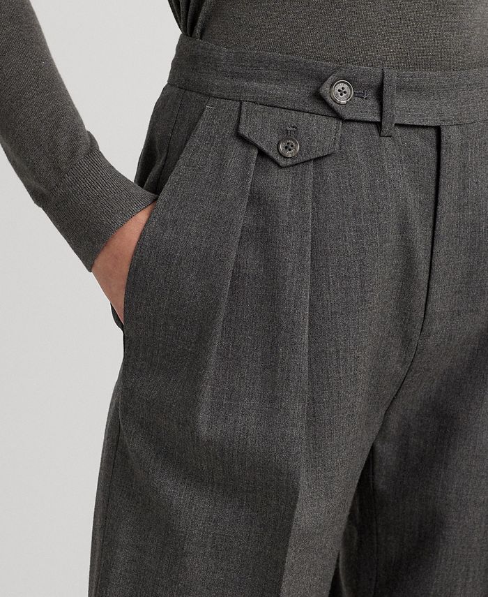 Lauren Ralph Lauren Women's Pleated Wool Twill Straight Pants - Macy's