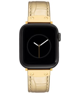 Anne Klein Women's Gold-Tone Crocograin Genuine Leather Band designed ...