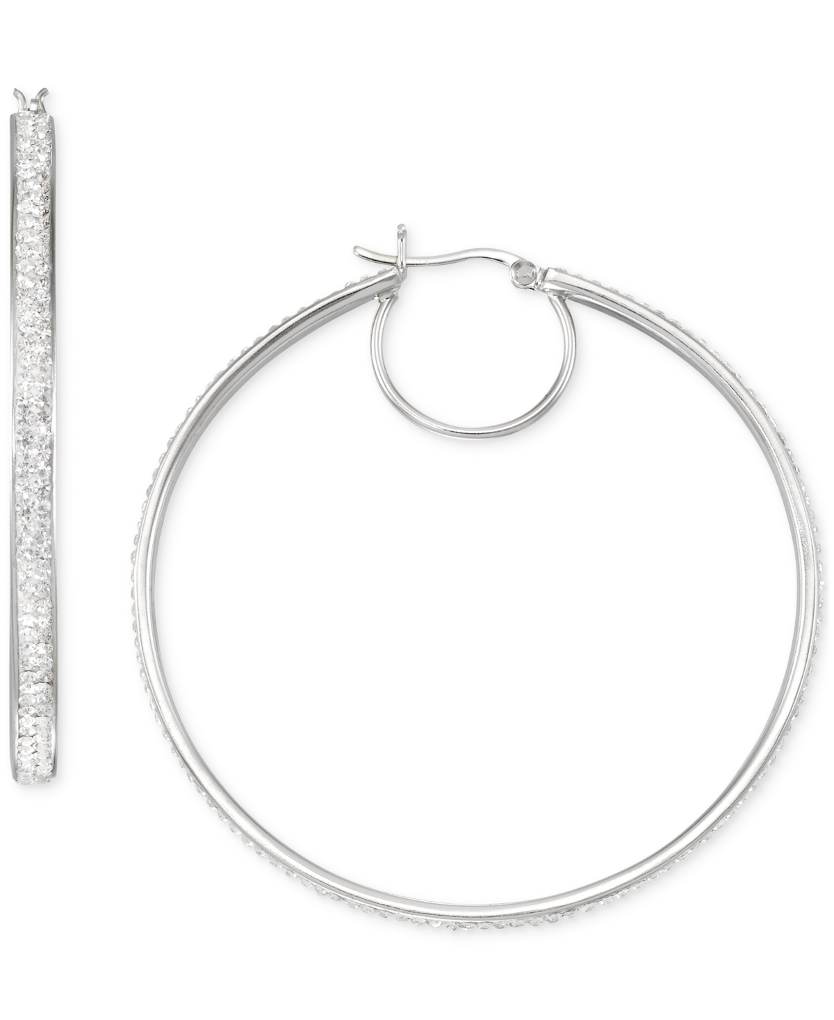 Click here for Crystal Pave Click Top Medium Hoop Earrings  2 - S... prices