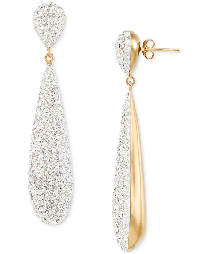 Macy's Crystal Pavé Elongated Drop Earrings - Macy's