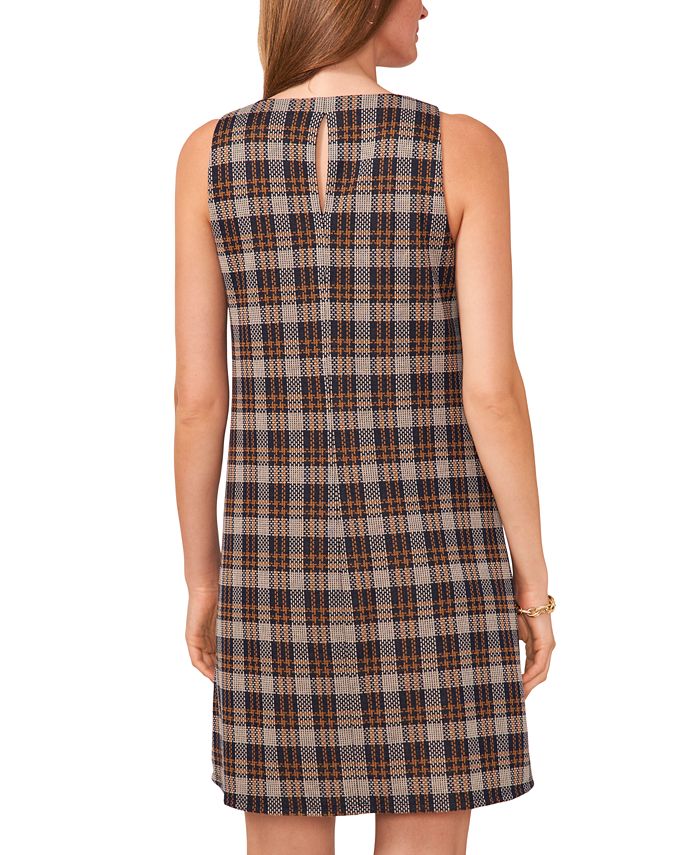 MSK Women's Plaid Keyhole-Back Shift Dress - Macy's