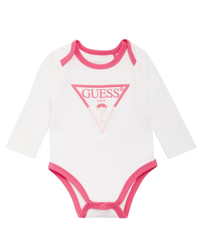 GUESS Baby Girls Logo Bodysuit, Sweatshirt and Joggers, 3 Piece Set ...