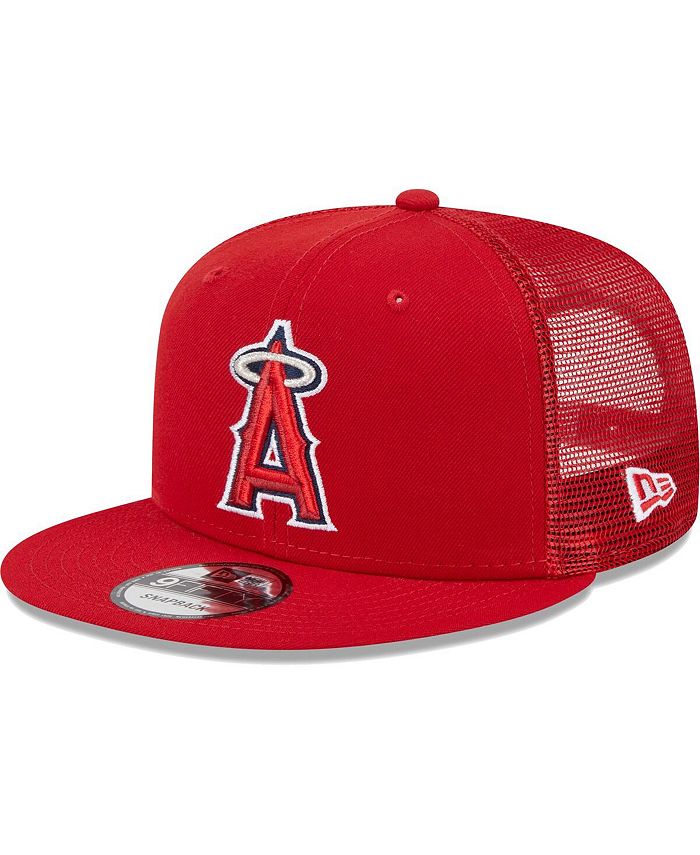 New Era Men's Red Los Angeles Angels Team Color Trucker 9FIFTY Snapback ...