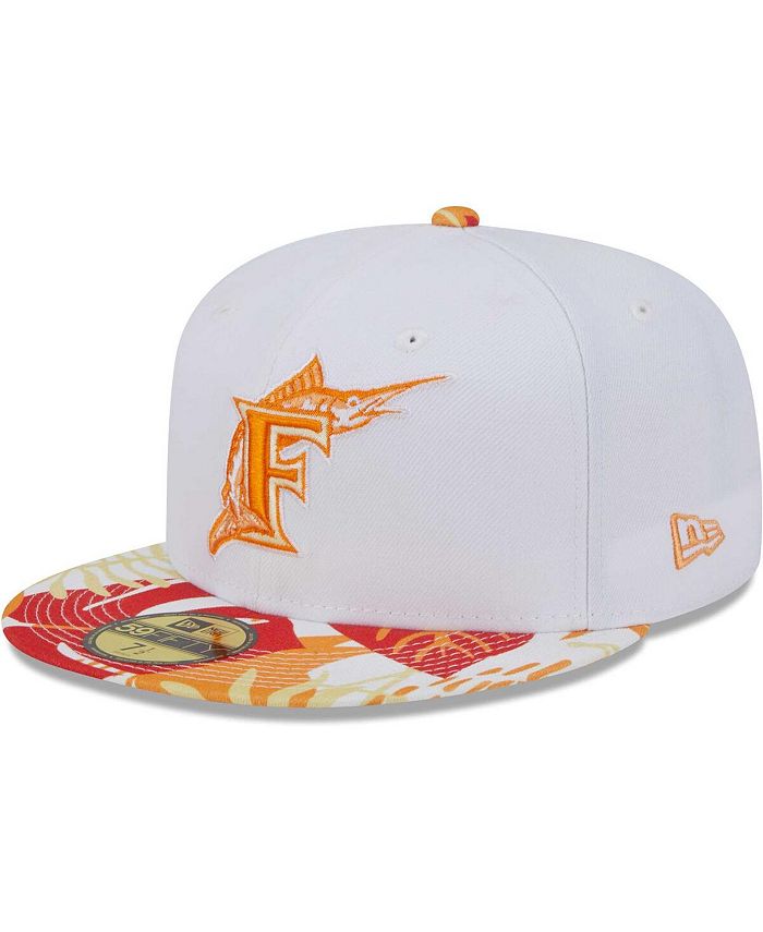New Era Men's White, Orange Florida Marlins Cooperstown Collection ...